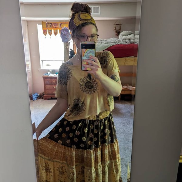 Bohemian Desert Solstice Tiered Soft Maxi Skirt, Hippie Boho Style Sun ...