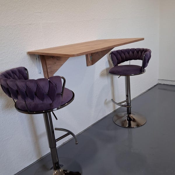 Wall Mounted Folding Table With Shelves, Space Saving Table, Floating ...