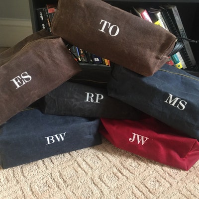 Mini Dopp Kit, Shave Bag, Waxed Canvas Toiletry Bag, Monogrammed Mens ...