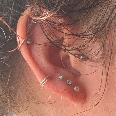 Double Helix Piercing, Helix Earring Hoop, Tiny Cartilage Hoop, Conch ...