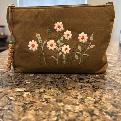 Personalized Hand Embroidery Cosmetic Bag, Makeup Bag, Toiletry Bag ...