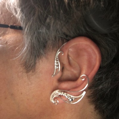 Pair of Wire Wrapped Ear Cuffs Neptune Ear Cuffs With Blue - Etsy