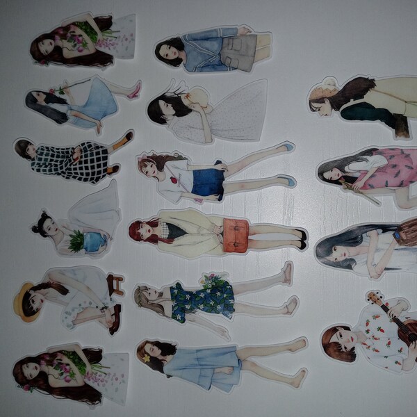 Fashion Girl Stickers | Watercolor Modern Girls Streetwear Style Dress ...