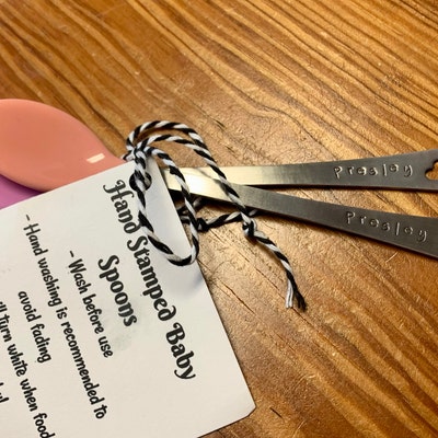 Hand Stamped Baby Spoons Satin Finish / Baby Name Silicone Spoon ...
