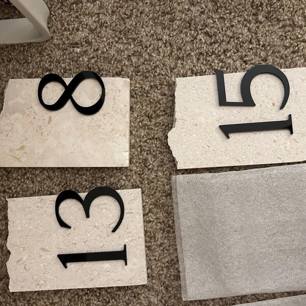 3D Marble Stone Table Numbers Wedding Unique Signage Custom Layered ...