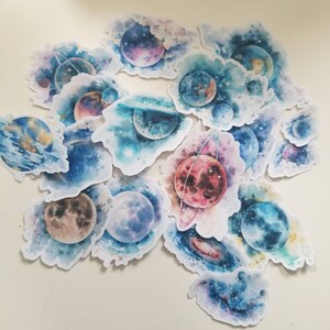 Planets Themed Stickers Pack, Space Sticker Set, Galaxy, Moon, Cosmos ...