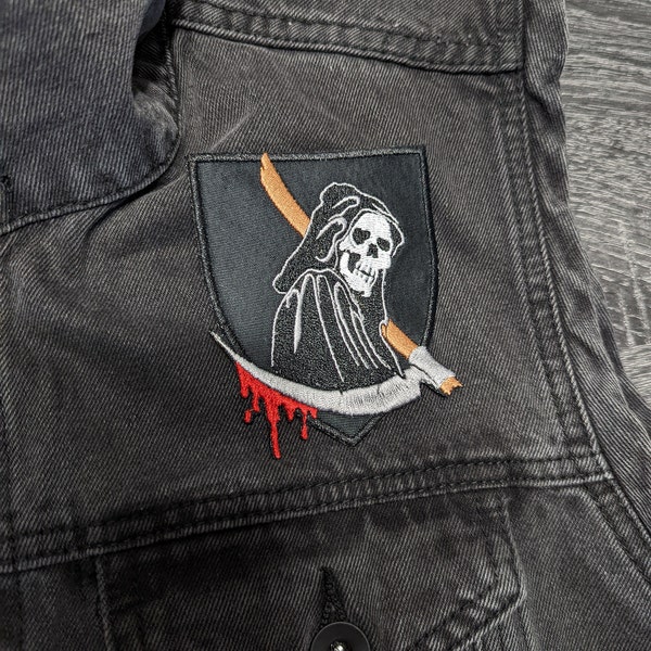 Grim Reaper Embroidered Patch, Death Iron on Patch, Skull Patch, Hooded ...