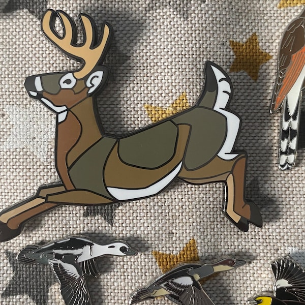 White Tailed Deer Hard Enamel Pin | Deer Pin | Buck Pin | Art Deco - Etsy