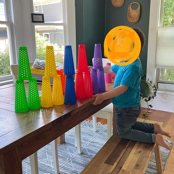 Rainbow Cones- Plastic Cones for Open Ended Play and Building- Small ...