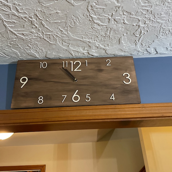 Personalized Rectangular Wooden Wall Clock, Farmhouse Wood Wall Clock ...