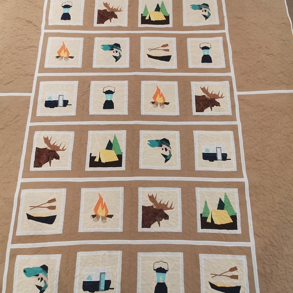Let's Go Camping Quilt Block, Paper Pieced Quilt Pattern, PDF Pattern ...