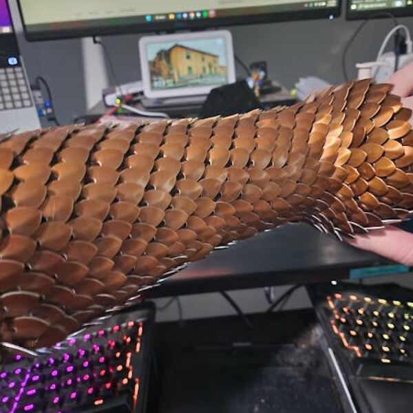 Scale Maille Knitted Dragonhide Armor Gauntlets Elbow Length Fully ...