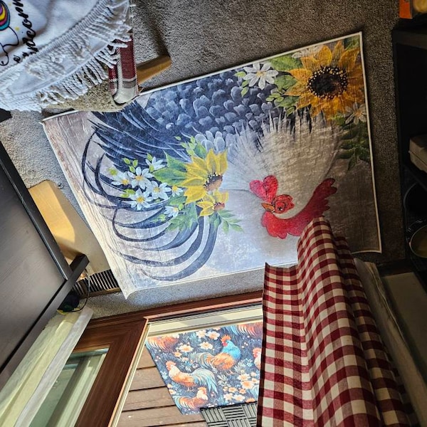 Chicken Decor Kitchen Dining Room Runner Rug / Mat Non-skid Machine ...