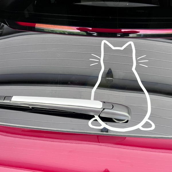 Kitty Cat Windshield Wiper - Di Cut Decal - Home/laptop/computer/truck ...