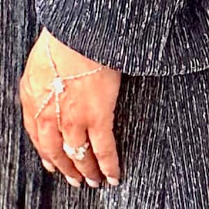 Gypsy Gold or Silver Finger Bracelet, CZ Hand Chain, Crystals Hand ...