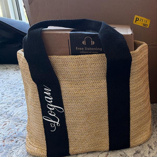 Personalized Straw Beach Bag for Bridesmaids, Custom Wedding Tote Gift ...