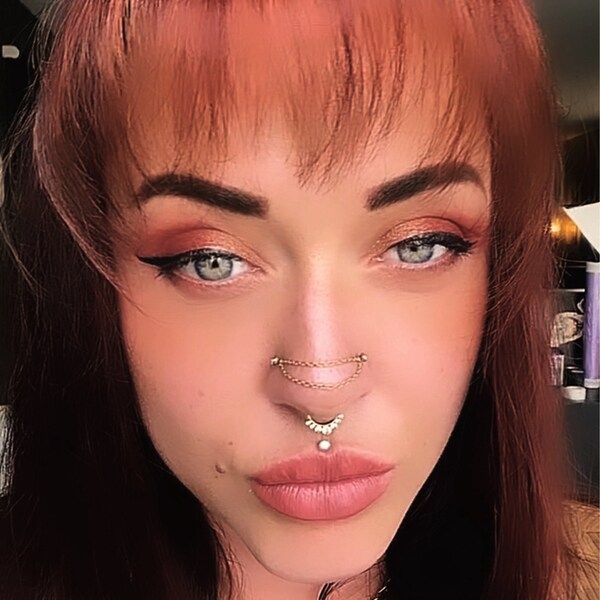 Double Chain Piercing Ring, Handmade Surgical Steel Cartilage or Septum ...