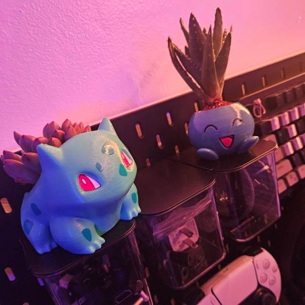Painted Bulbasaur and Oddish Planters With Live Succulents/cacti (two ...