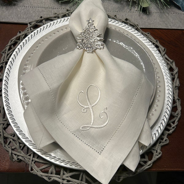 Three Letter Monogrammed Wedding Napkin, Custom Linen Napkin ...