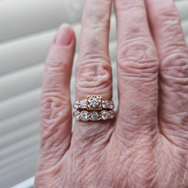 1890's Retro Edwardian Antique Round Cut Diamond Engagement Ring Set ...