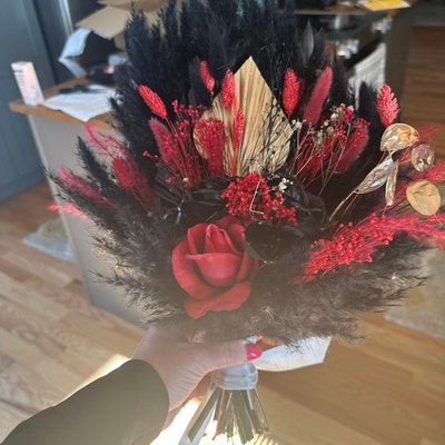 Bridal Bouquet Red Boho Wedding Bouquet Wedding Bouquet Red Dried ...