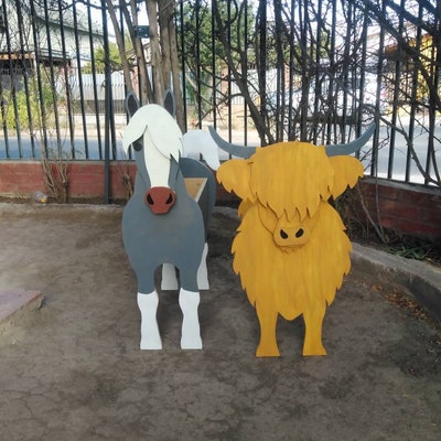 Scroll Saw Pattern Highland Cow Planter Farm Animal Garden - Etsy UK