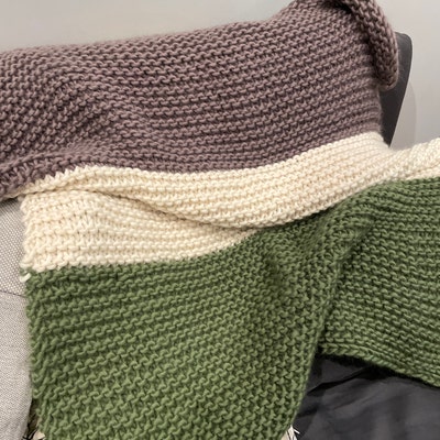 Hannah Blanket Knitting Kit. Stripy Throw Knit Kit. Beginners Knitting ...