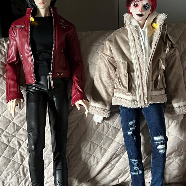 BJD HID ID75 SD17 Preorder Faux Leather Jacket/ PU Slim Pants/ Tank Top ...