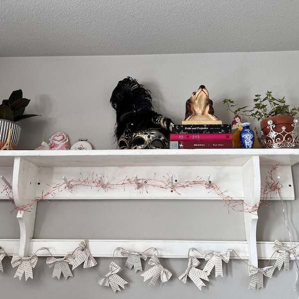 Paper Book Page Bow Garland of Recycled Book Bowties Book Themed Home ...