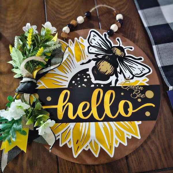 Sunflower Door Sign Svg Bundle 10 Designs, Sunflower Door Hanger Svg ...