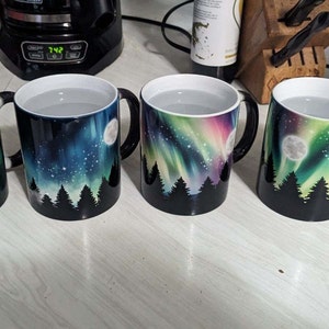 Aurora Borealis Moon Mug, Color Changing Northern Lights Cup, 11oz ...