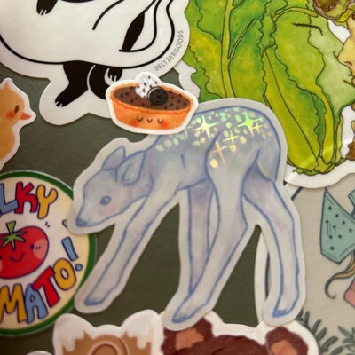 Holographic Pale Blue Moon Vinyl Sticker - Etsy