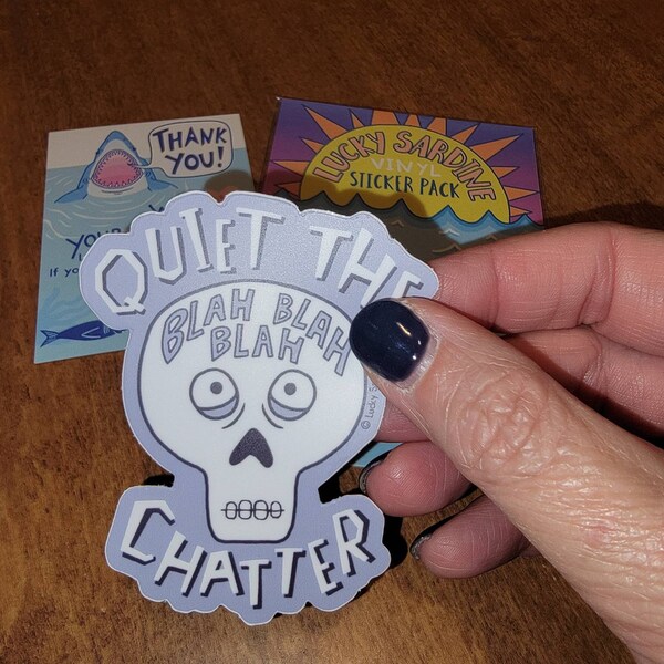 Quiet the Chatter Vinyl Sticker, Skull Sticker, Meditate Sticker ...