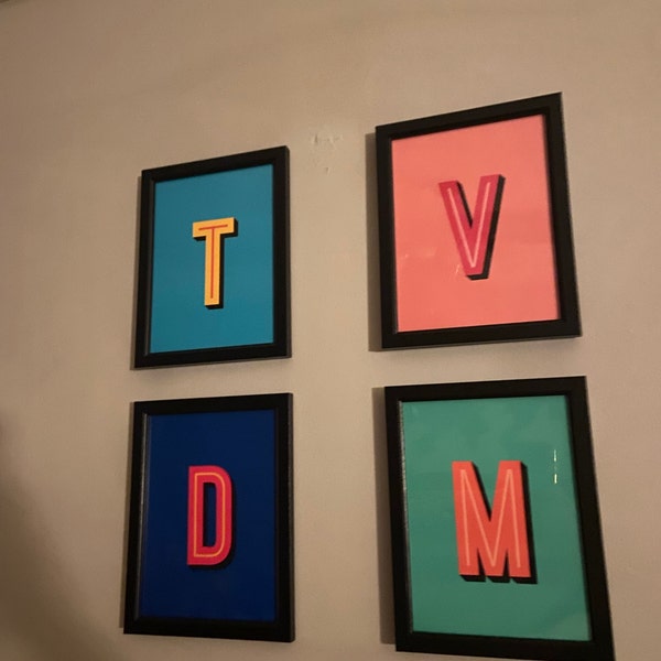 Bold Letter Print, (retro) Custom Alphabet, Personalised Wall Art, A5 ...