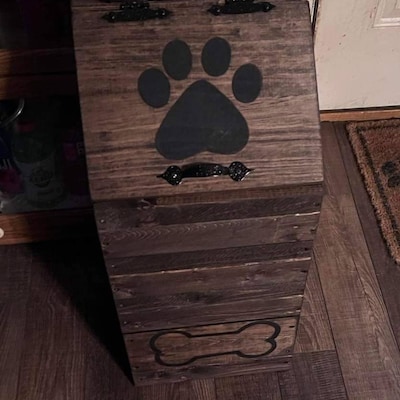 Wooden Dog Food Storage Container, Dog Food Bin, Pet Food Keeper, Puppy ...