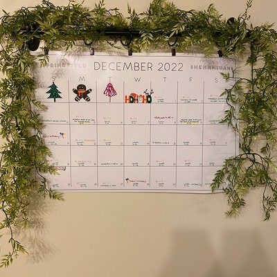 Large Personalized Monthly Wall Calendar With Wood Hanger 12 Months ...