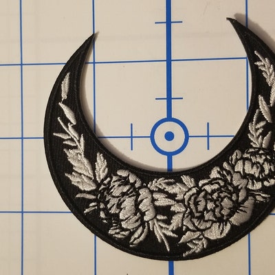 Crescent Moon With Flowers Patch Iron on Applique - Etsy