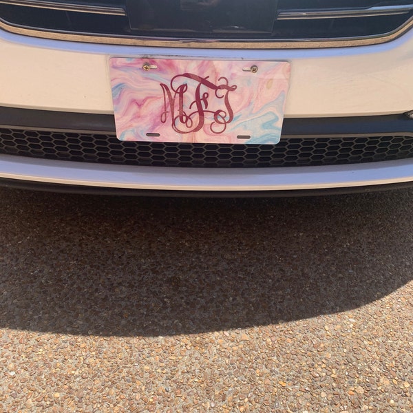 Swirl Pastel Marble Monogram License Plate Set - Etsy
