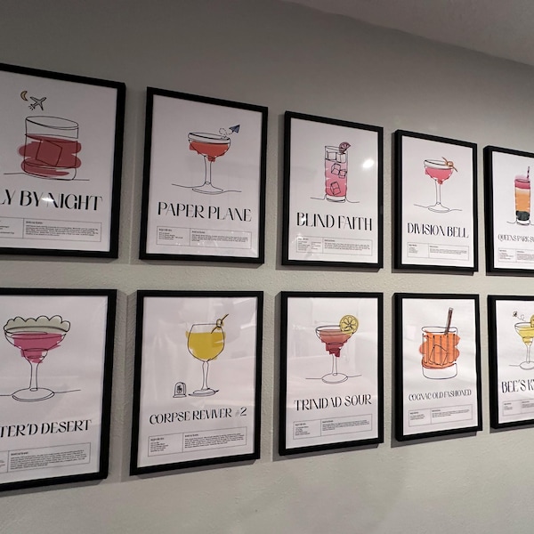 Martini Cocktail Print | Classic Cocktails Mixology | Kitchen Cocktail ...