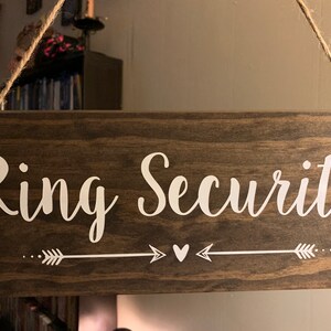 Rustic Hand Painted Wood Wedding Sign, Ring Security, Ring Bearer Sign ...