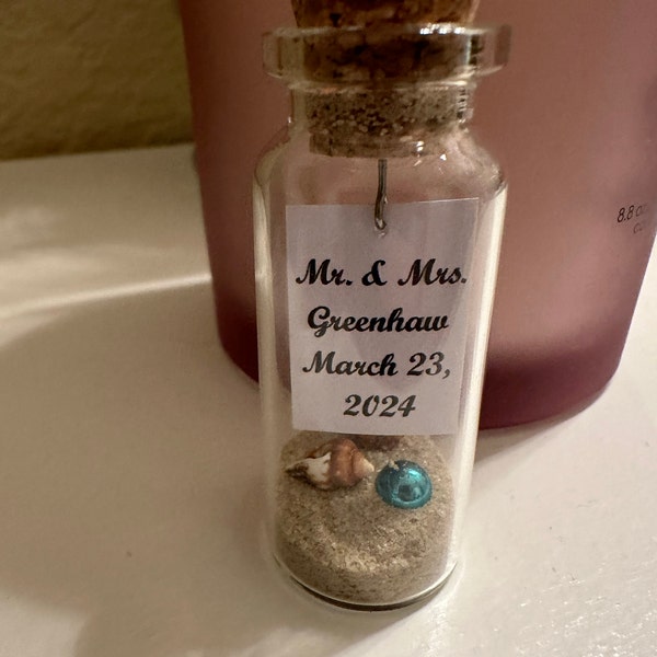 Sand, Shells and Message in a Bottle Beach Wedding Favors, Gifts for ...