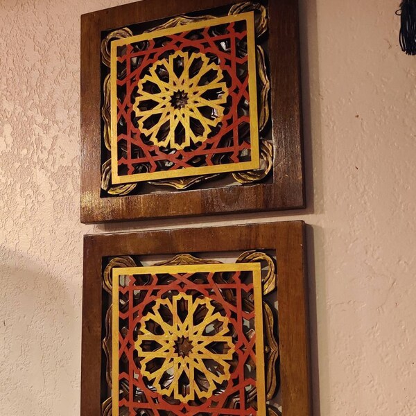 P-003/ Moroccan Geometric Wooden Panel / Carved Wood Panel / Craft ...
