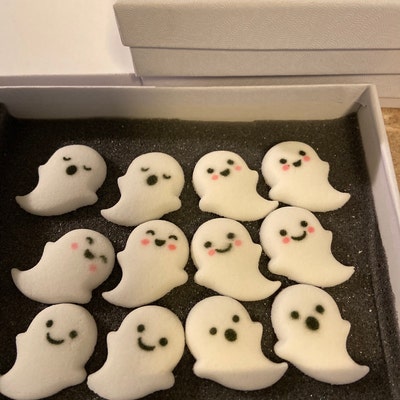Edible Ghost Sugars 12 Halloween Decorations for Cupcakes - Etsy