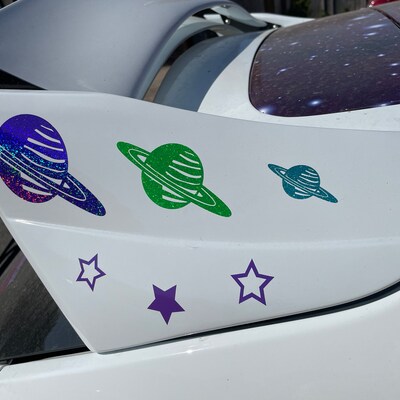 Planet Saturn Decal / Vinyl Sticker in Purple Glitter Colour - Etsy UK