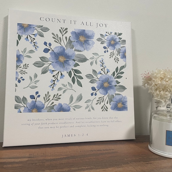 James 1:2-4, Count It All Joy Bible Verse Print, Christian Wall Art ...