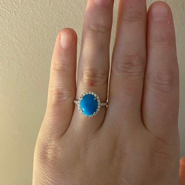 Sleeping Beauty Turquoise Engagement Ring – Genuine Large Oval ...