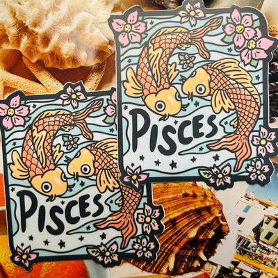 Pisces Vinyl Sticker, Zodiac Sticker, Waterproof, Laptop Sticker ...
