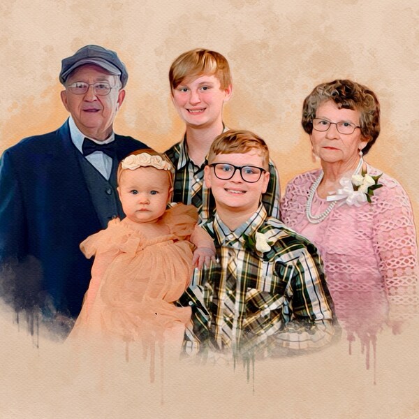 Custom Memorial Drawing, Add Deceased Loved One, Family Portrait ...