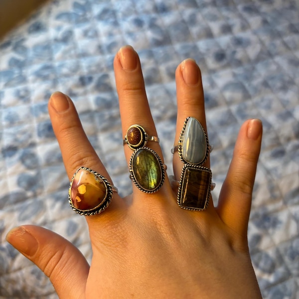 Beautiful Assorted Gemstone Rings Wholesale Lot, 925 Sterling Silver ...