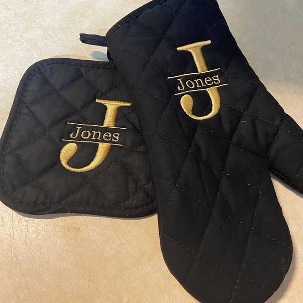 Personalized Kitchen Set, Oven Mitt Pot Holder Kitchen Towel Set ...